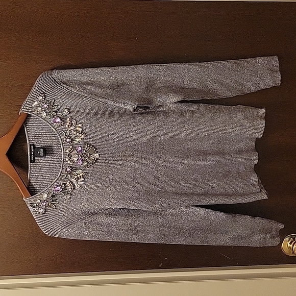 Lauren Michelle | Sweaters | Lauren Michelle Silver Metallic Sweater ...